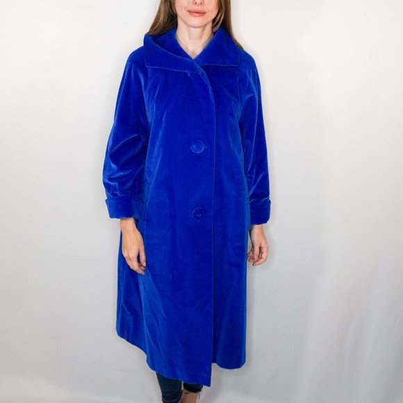 Vintage | Jackets & Coats | Vintage 6s Cerulean Royal Blue Velvet ...